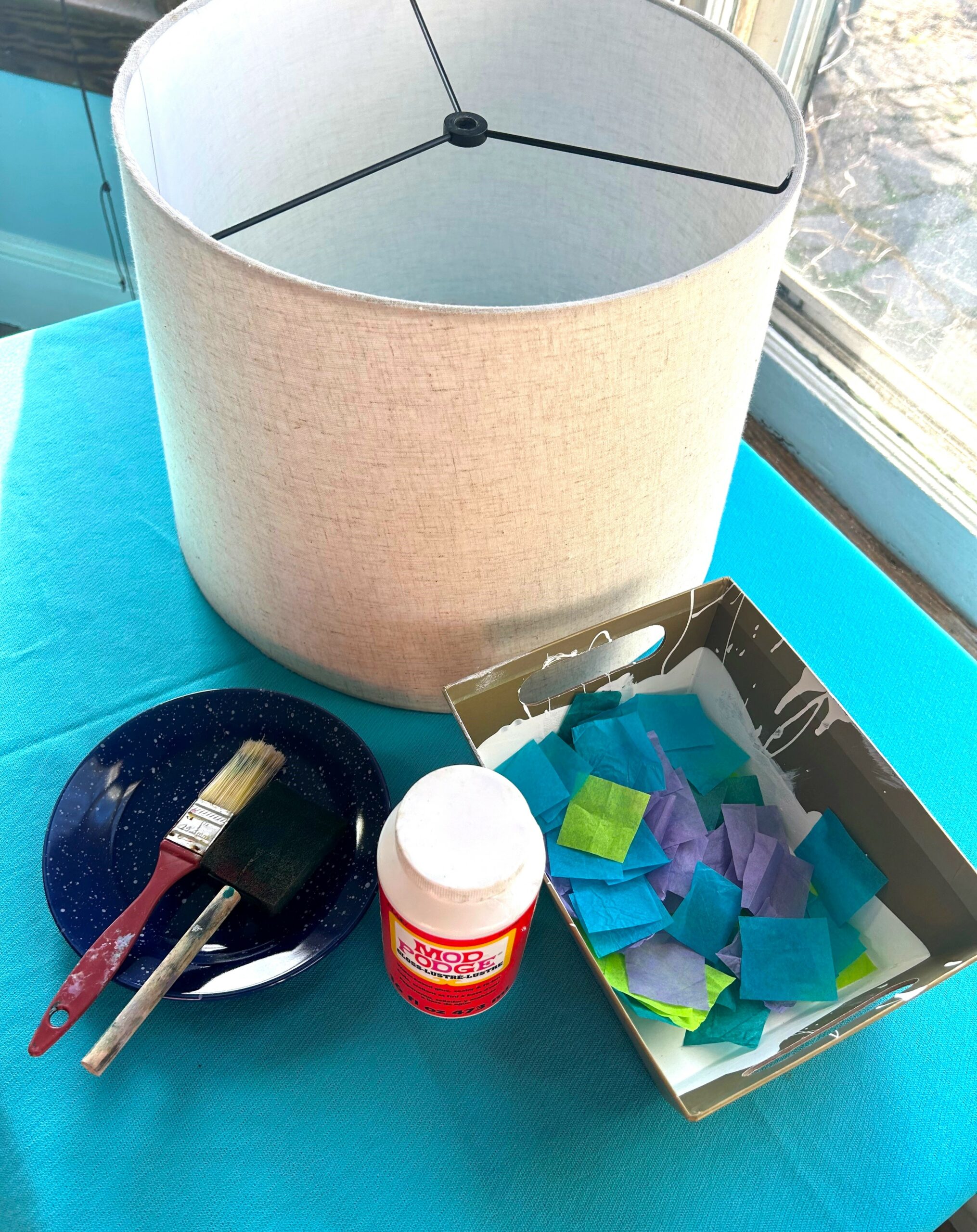 DIY: How to Use Tissue Paper to Transform a Lamp Shade - Finding Your Good