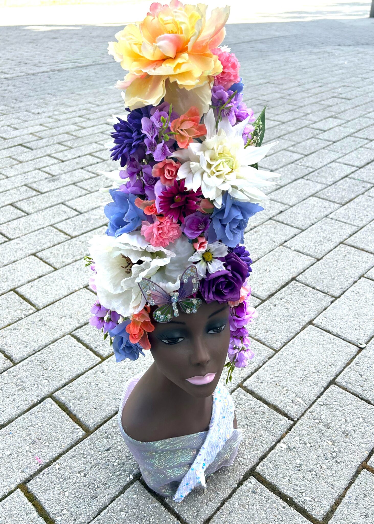 DIY: How to Create a Silk Flower-Covered Head Art Piece - Finding Your Good