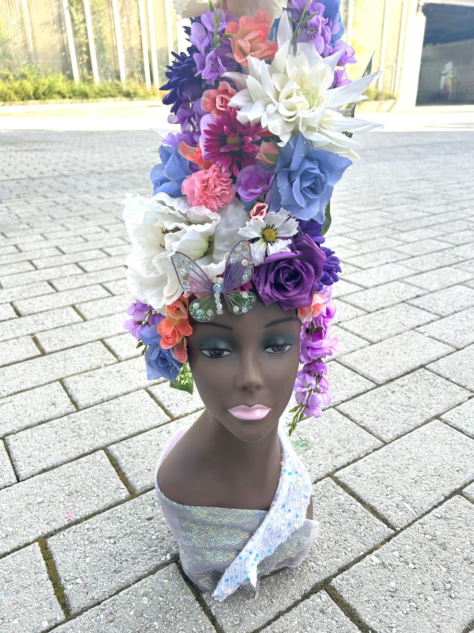 DIY: How to Create a Silk Flower-Covered Head Art Piece - Finding Your Good
