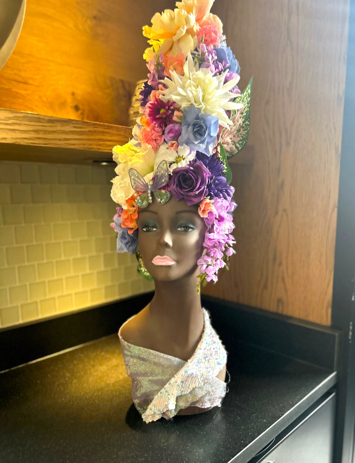DIY: How to Create a Silk Flower-Covered Head Art Piece - Finding Your Good
